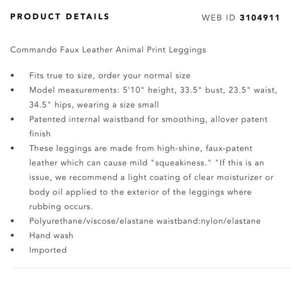 Commando | Pants & Jumpsuits | Commando Patent Faux Leather Leggings ...